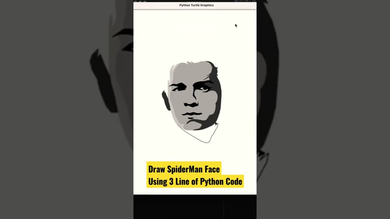 Draw SpiderMan Face Using 3 Line of Python Code #python #coder #spiderman #tech