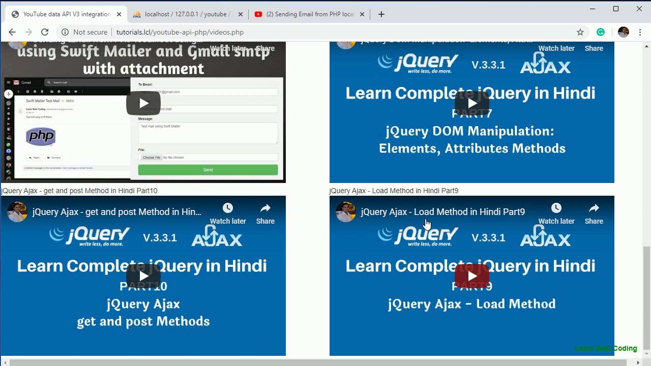 YouTube data API V3: Embed video and playlists in web-page in PHP Part 5