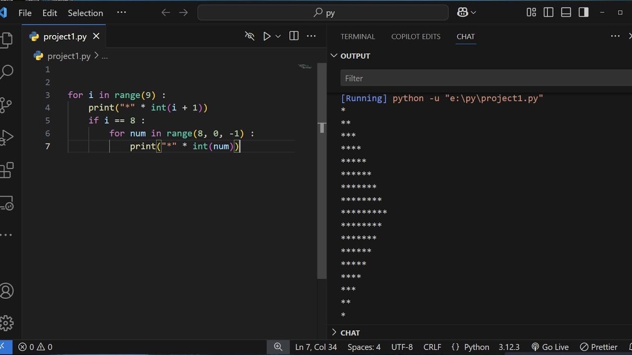 My first python task || how to create a star pattern part - 01