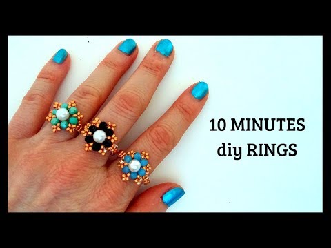 شرح 10 minutes DIY RINGS. Beading tutorials. How to make rings - منصة معارف