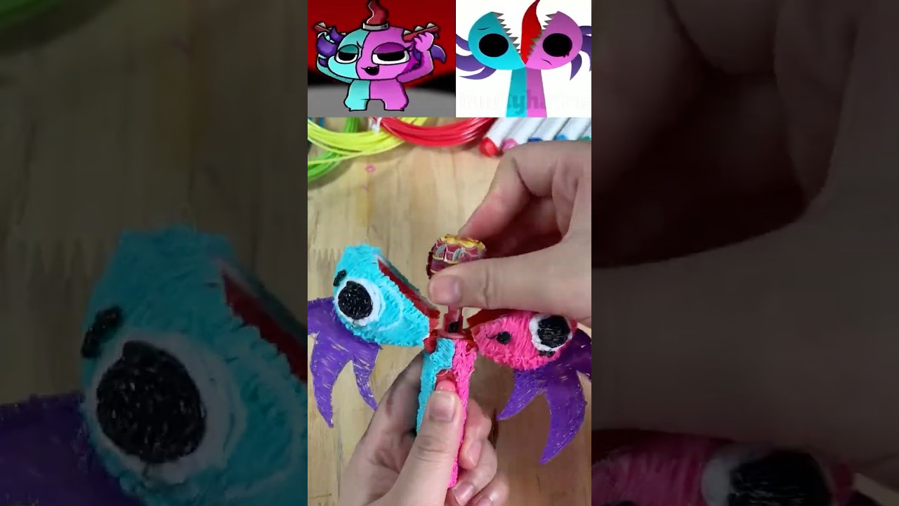 I made Sprunki SemiHemi Pyramixed with 3D pen Interactive OC #incredibox #sprunki #pyramixe