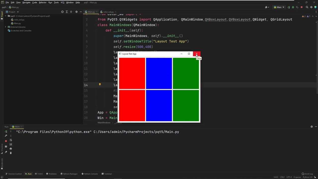 QGridLayout | PyQt5 Tutorials