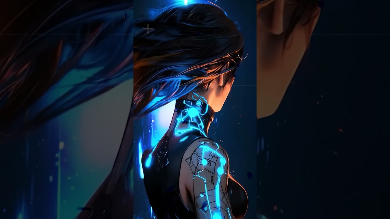 4K Cyberpunk Girl Phone Wallpaper, Futuristic Sci-Fi Aesthetic Lock Screen Art