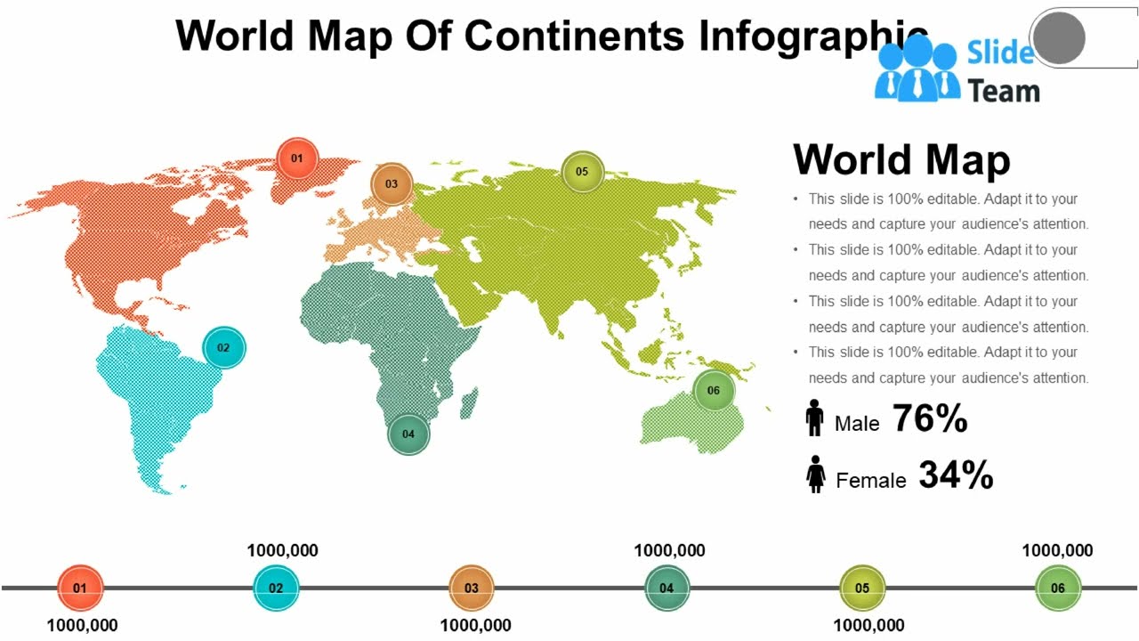 World Map Of Continents Infographic