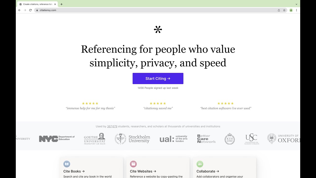 How to cite a website using Citationsy
