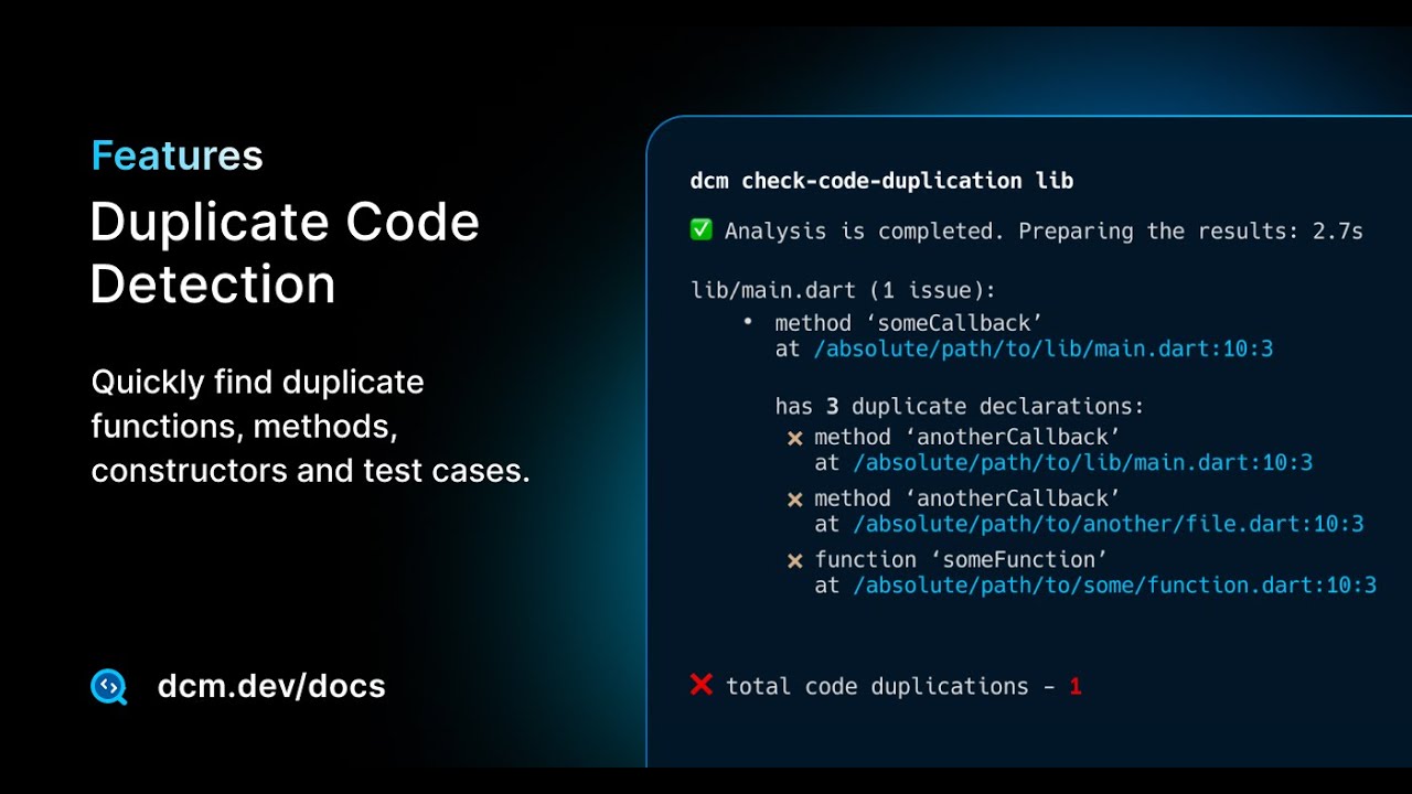 Duplicate Code Detection (DCM Features)