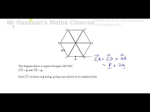 0580/22/F/M/18 (IGCSE) Paper 22,  Q7  Vectors, Regular Hexagon