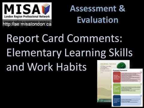 Report Card Comments: Elementary Learning Skills & Work Habits