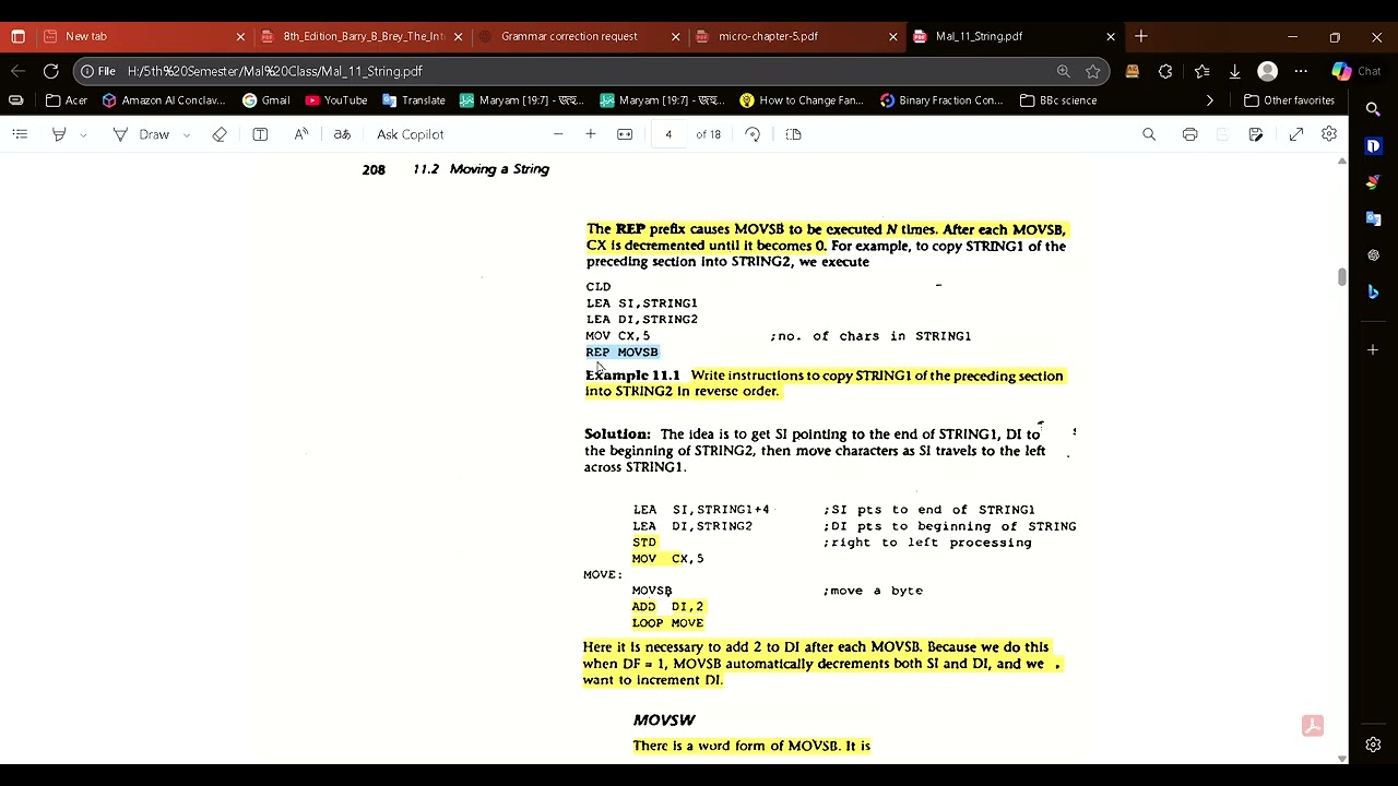 Understanding STRING Instructions in Assembly Language | Lesson 11 Tutorial (IBM PC Architecture