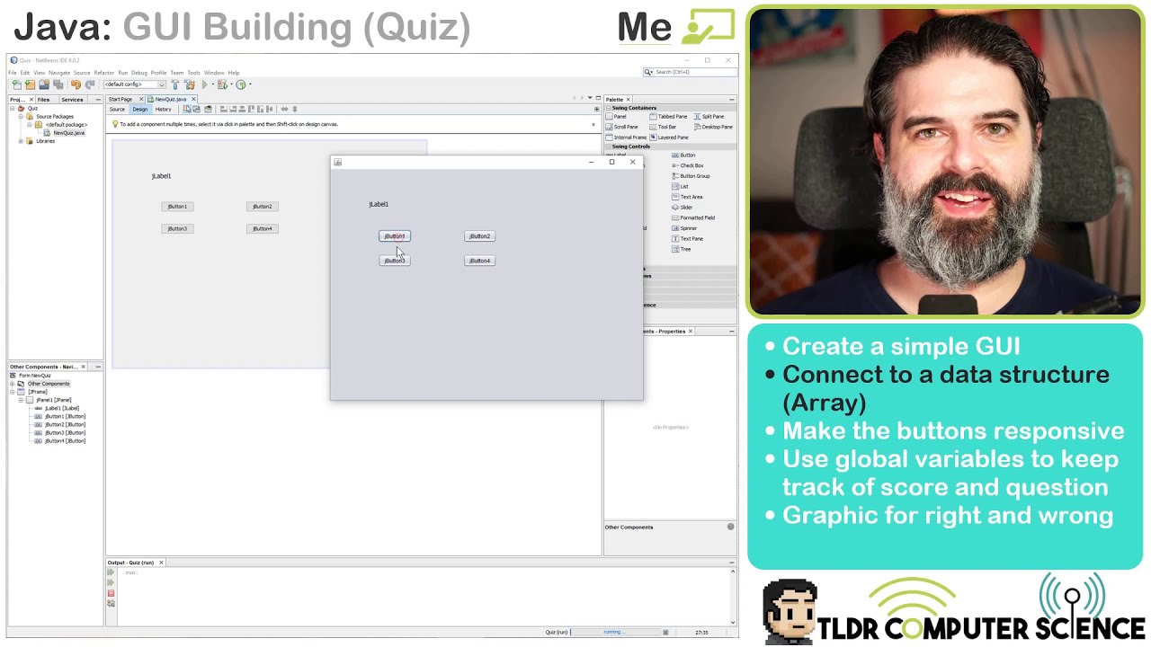 Java Tutorial GUI Building - NetBeans - Simple Quiz