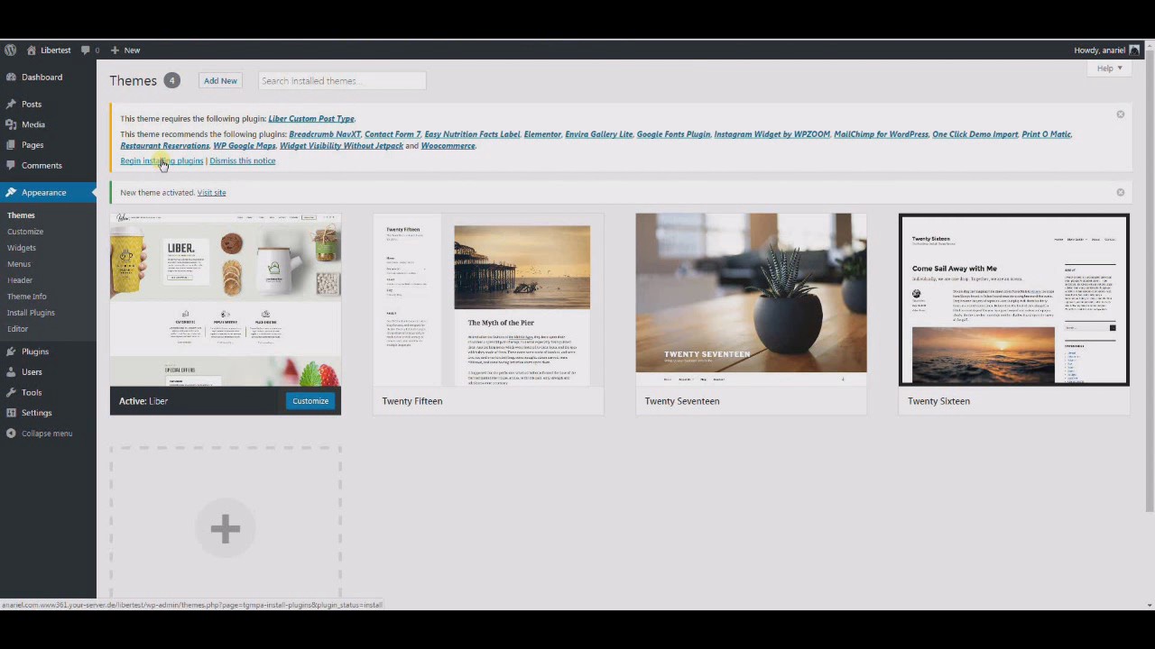 Liber Restaurant & Bar WordPress Theme - One Click Demo Import
