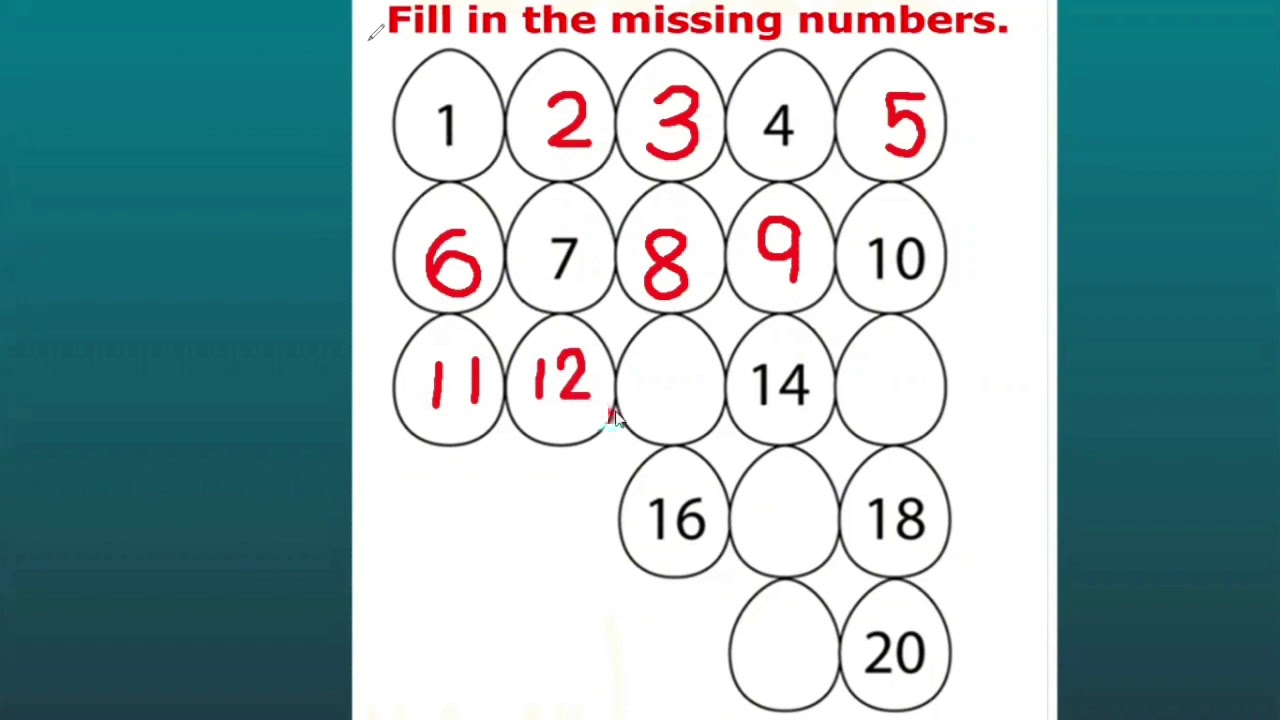Missing numbers worksheet 1- 20 online by International Delhi Public School KG professional teacher