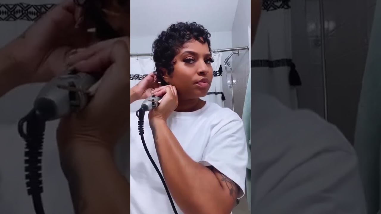 Make the curls on your pixie cut hair lace wig!! Gorgeous