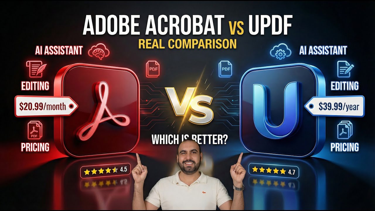 Adobe Acrobat vs UPDF – Real Comparison (AI Assistant, Editing, Pricing & Features)