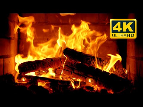 FIREPLACE 4K ???? Cozy Fire Background (12 HOURS). Fireplace video with Burning Logs & Fire Sounds