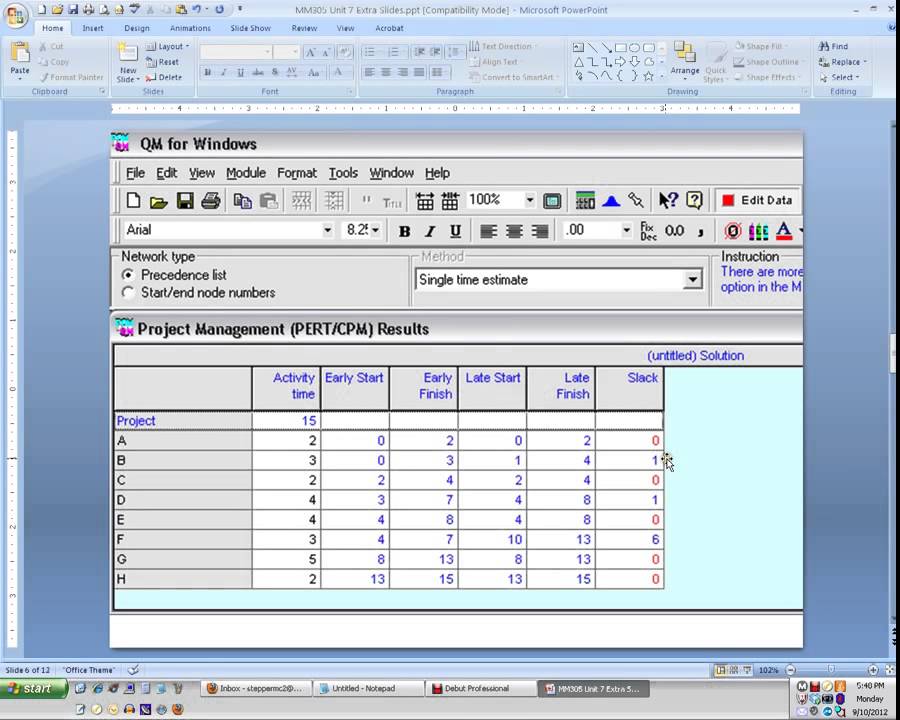 QM for Windows Demo   Project Management