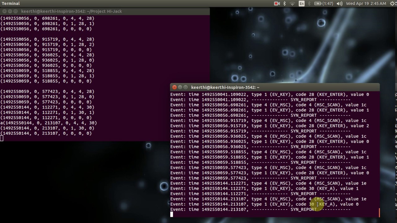 Raw keyboard data stream - Linux