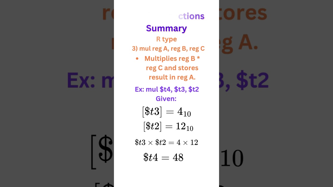 MIPS Instructions Summary! | #mips | #logic | #shorts