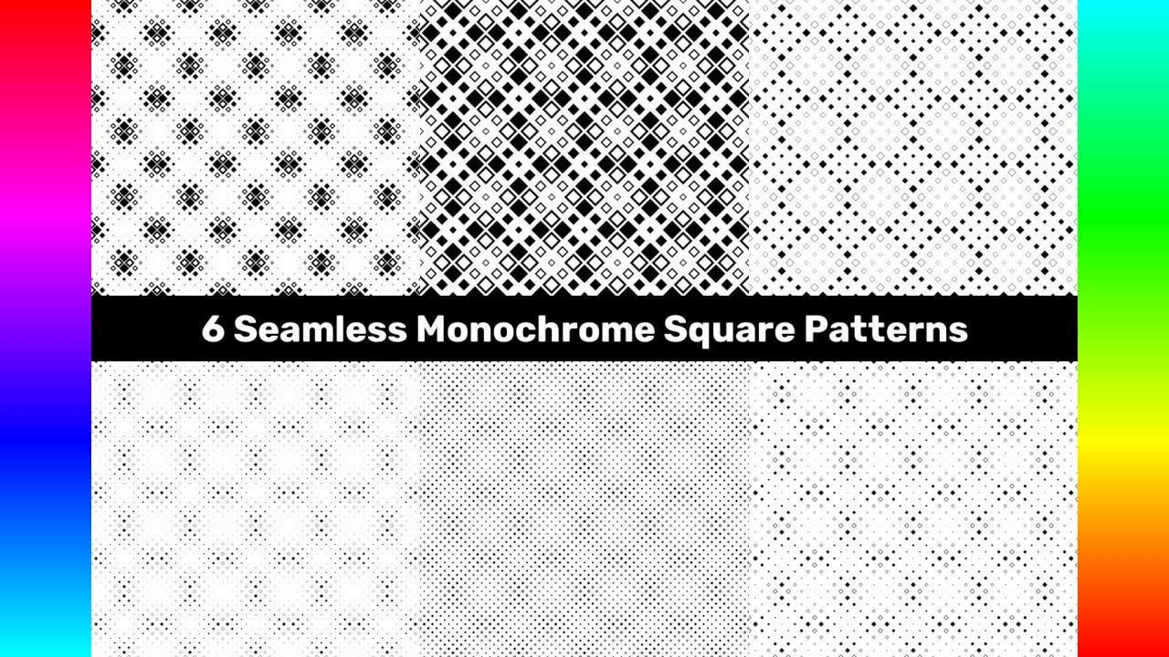 Discount Patterns: 6 Seamless Monochrome Square Patterns