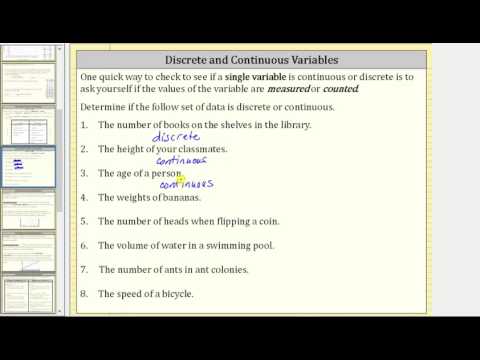 Introduction to Discrete and Continuous Variables | Math Help from ...