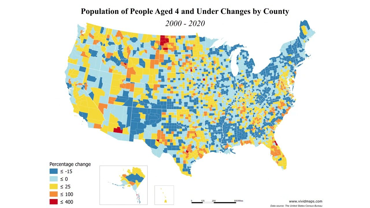 U.S. Population aged 0-4 year Mapped