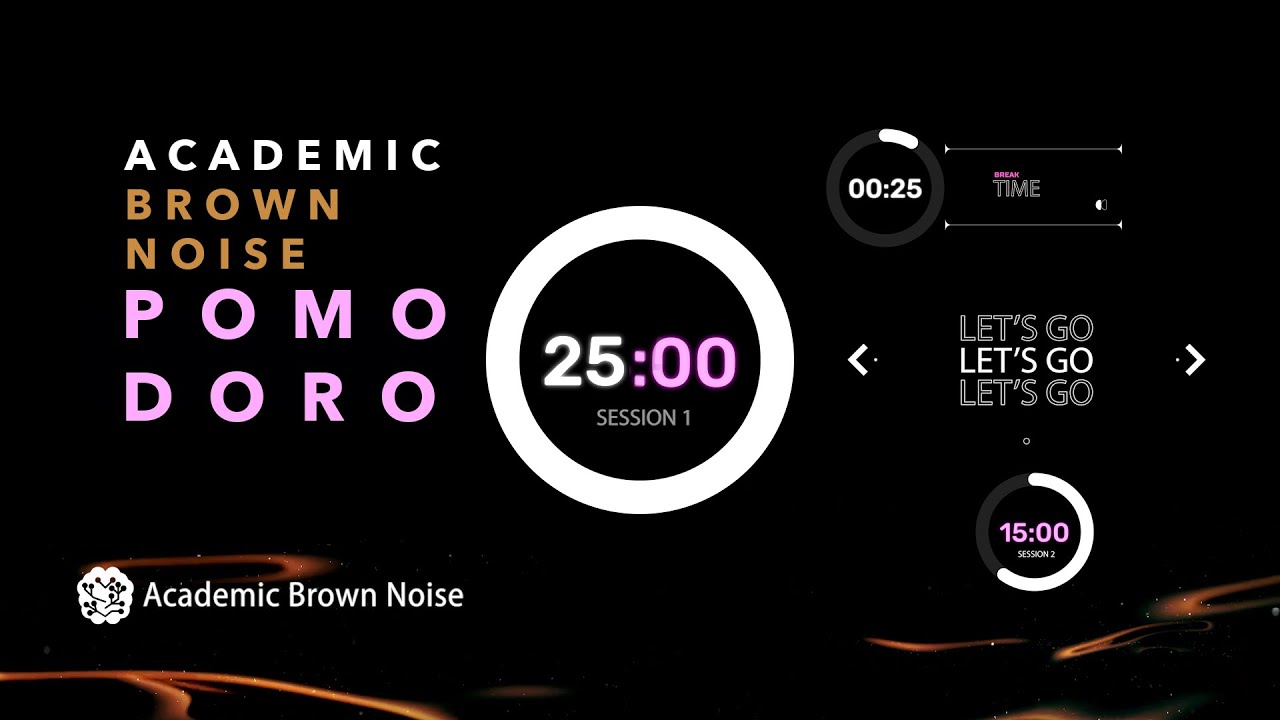 Study Smarter with Academic Brown Noise Pomodoro Timer | 4 Sessions: 25-Min Work, 5-Min Breaks