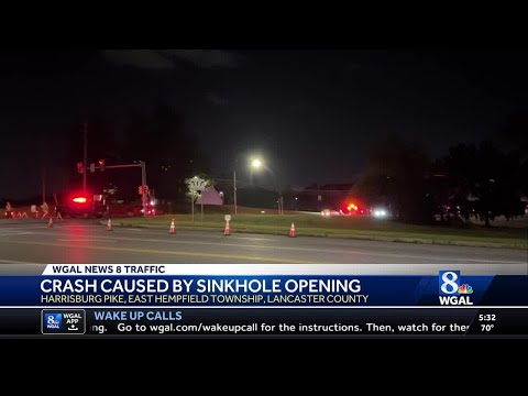Sinkhole causes crashing involving EMS vehicle in Lancaster County