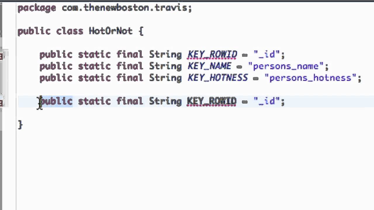Android Application Development Tutorial - 112 - Setting up SQLite Database Variables
