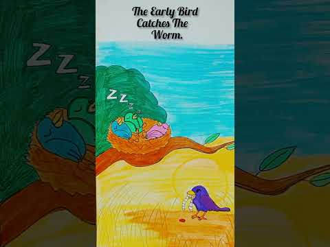 The early bird catches the wormπ¦ #shortsvideo #art #satisfying #drawing