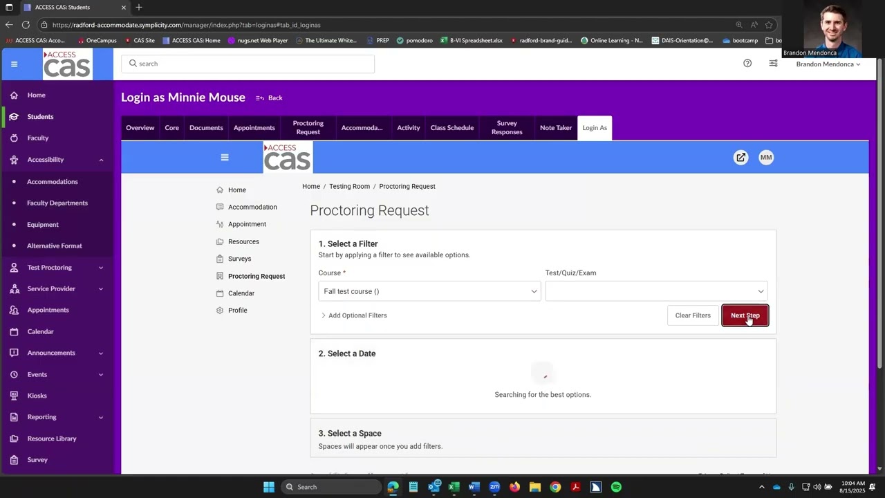 Student Test Proctoring Request Instruction Video