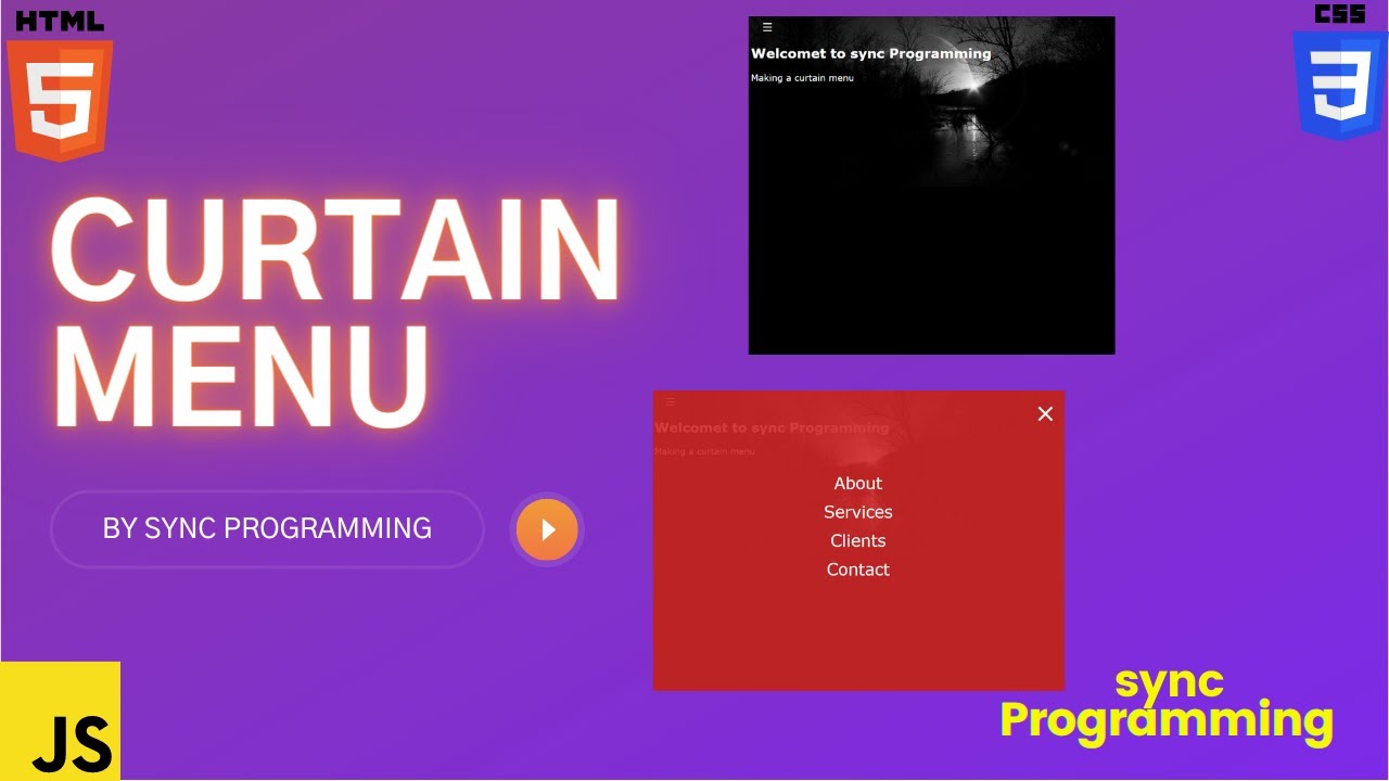 Creating Curtain Menu Using HTML CSS and Javascript