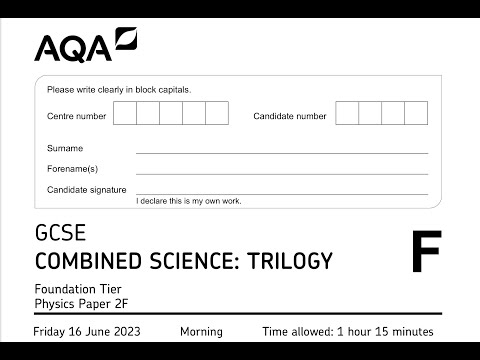 AQA GCSE Combined Science Foundation Physics June 2023 Paper 2F