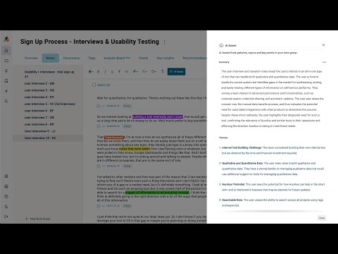AI Assist in Aurelius: Analyze UX Research & Capture Insights in Seconds