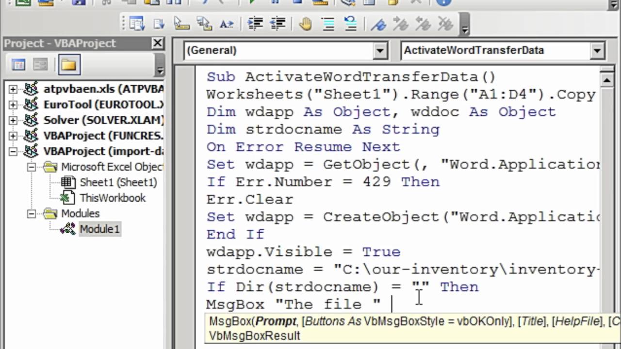 Import Data from Excel into Word Automatically Using VBA