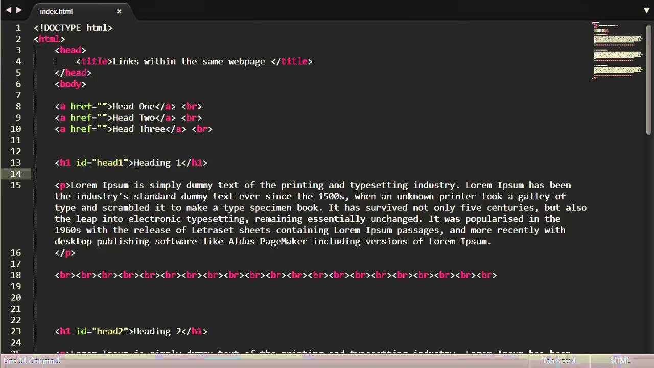 HTML Tutorials - 9 - Links within the same webpage