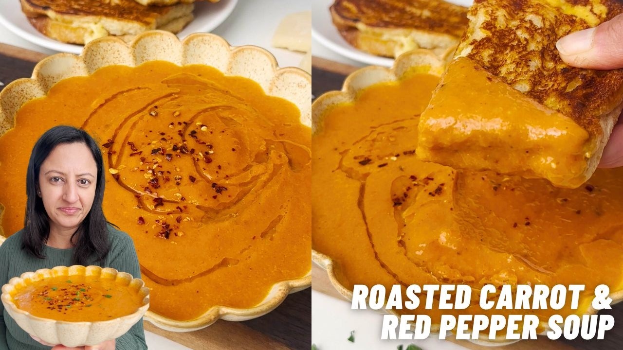 This Roasted Carrot & Red Pepper Soup has Deep, Bold Flavors!