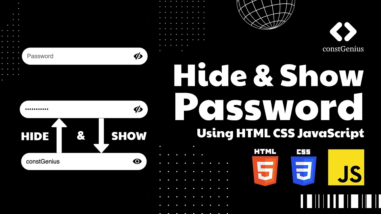 Hide and Show Password Using HTML CSS JavaScript | Password Toggle with JavaScript