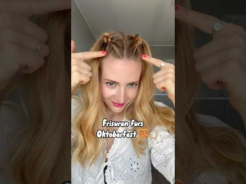 Sieht aus wie am Kopf entlang geflochten😍👍#flechten #frisuren #frisurideen #haare #oktoberfest