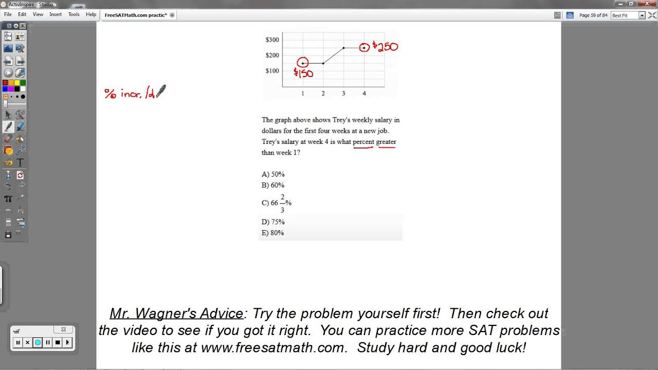 SAT Math - Question #59 (Percent Increase and Percent Decrease Problems)
