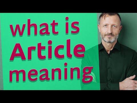 Article | Meaning of article