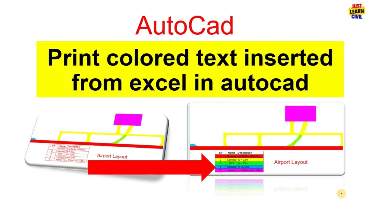 [AutoCAD] Print colored/Shaded text inserted from excel in AutoCAD Viewport PDF | OLE Excel