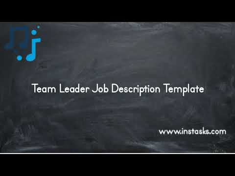 Team Leader Job Description Template