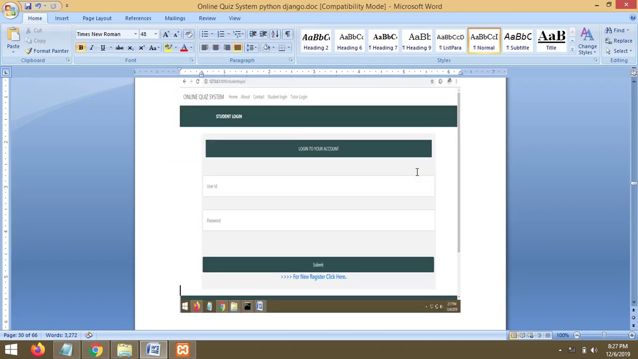 Project Report  - Online Quiz System  |  Python Django Sqlite