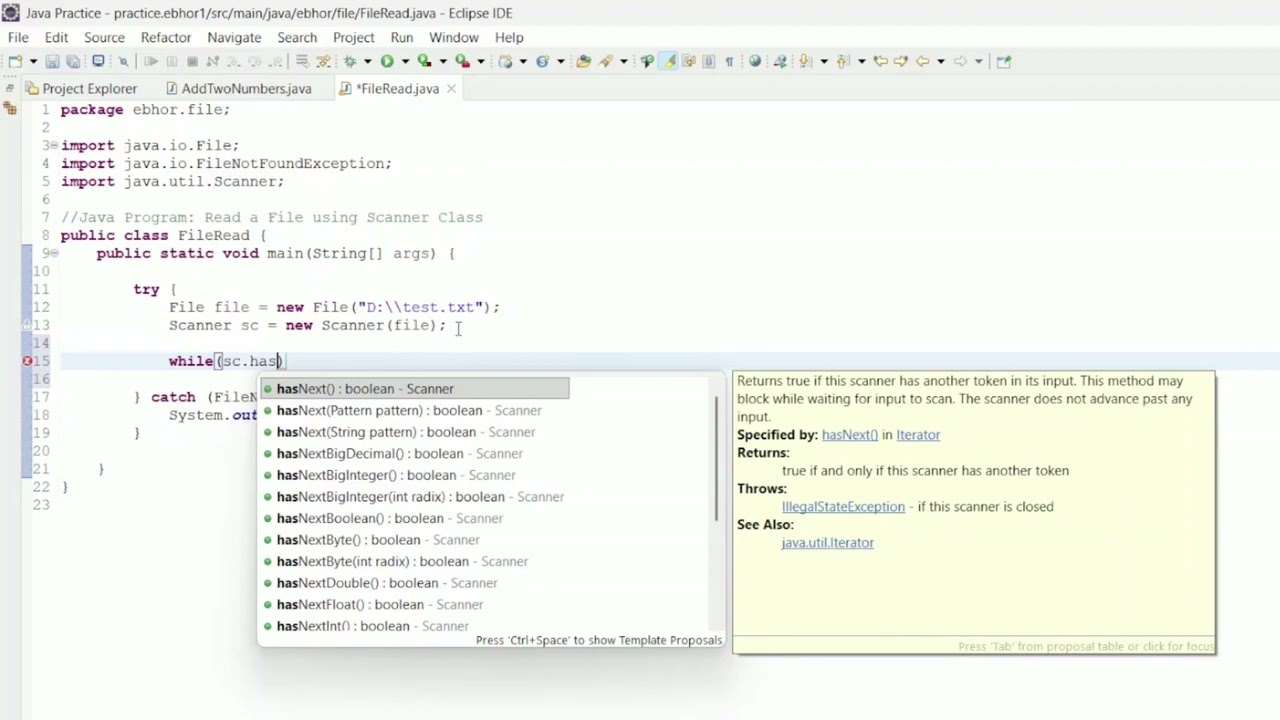 Java Program Read a File using Scanner Class  Java File Handling Tutorial