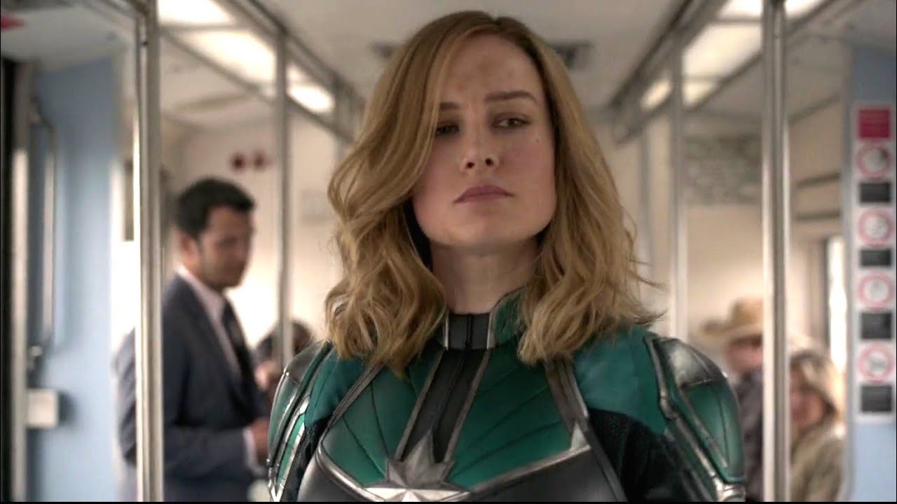 Captain Marvel Chasing Skrull - Train Fight Scene