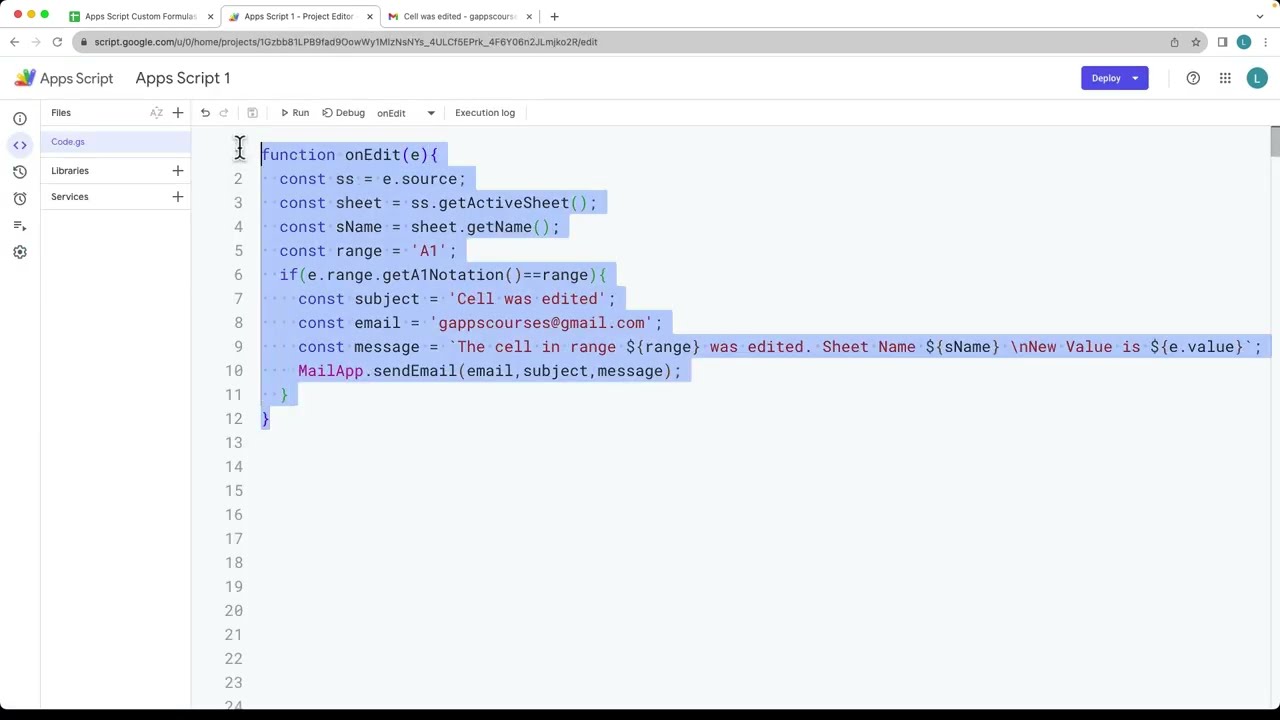 Google Apps Script Tutorial: Automated Email Notifications on Google Sheets Edits