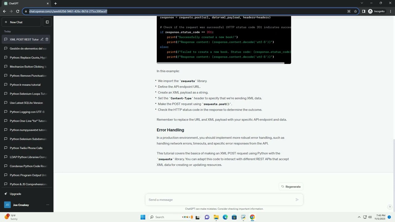 XML POST REST Request using Python