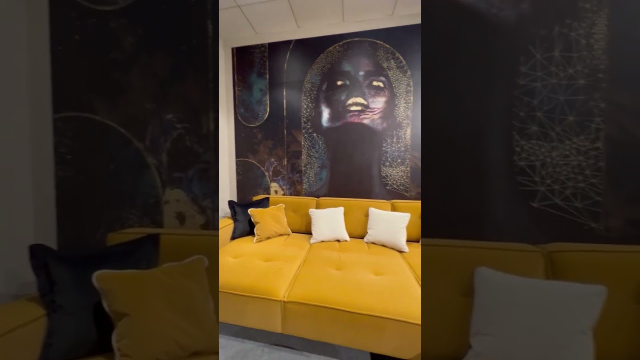 This opulent and comfortable yellow velvet sofa is sure to make an impression.