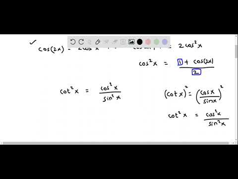 Calculus Rewrite cotangent squared x using double angle formula