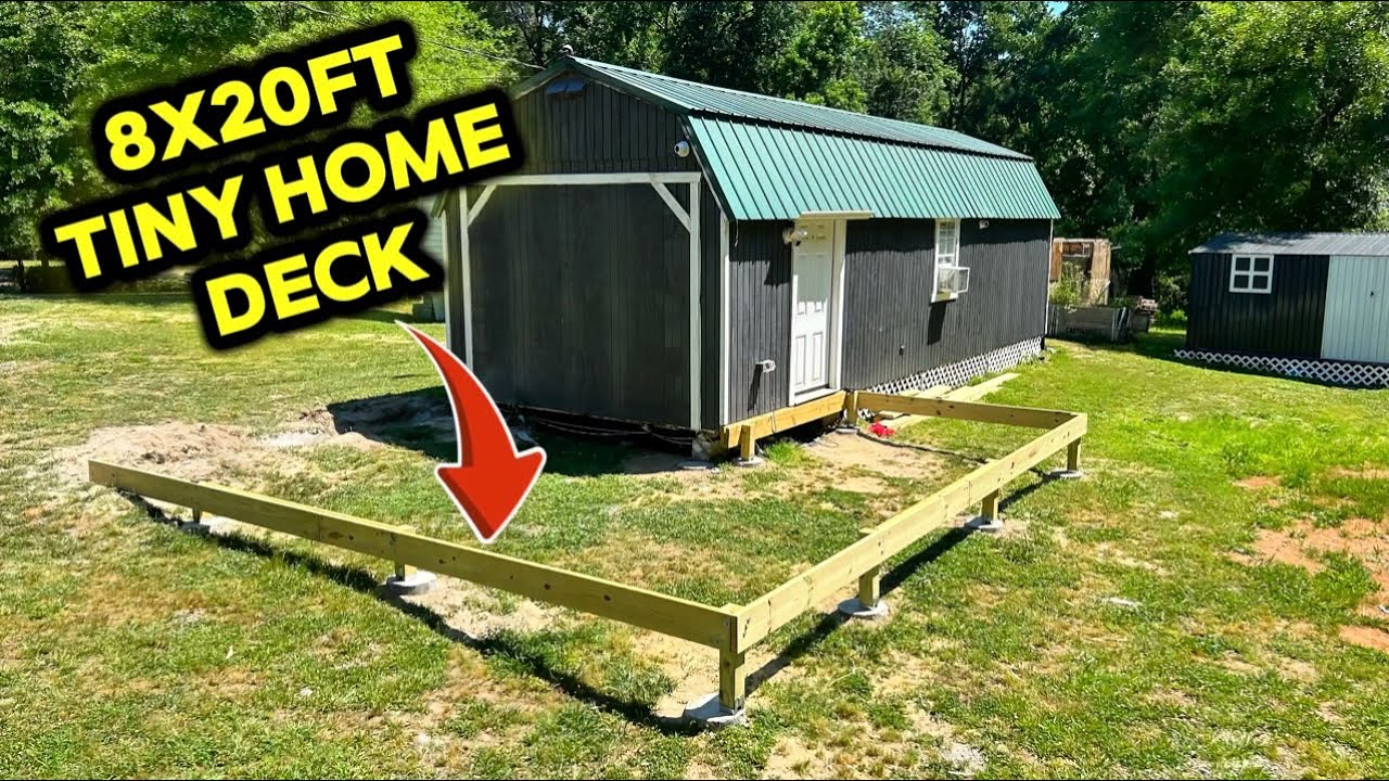 Building An 8x20ft Deck For My Tiny Home! Framing Is Finished!